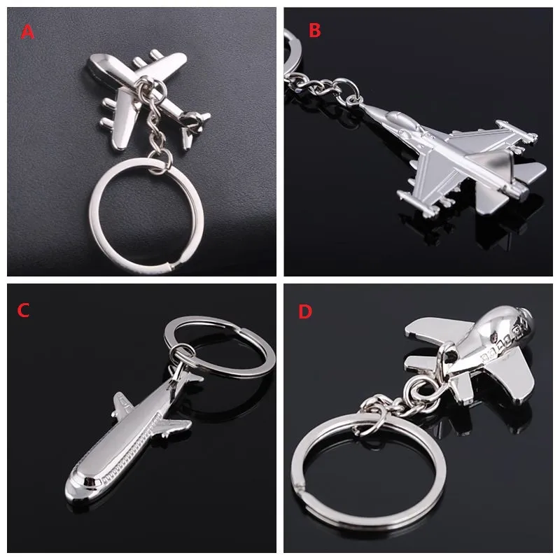 New Alloy Metal Small Plane Key Chain 3D Plane Model Aircraft Keyfob ...