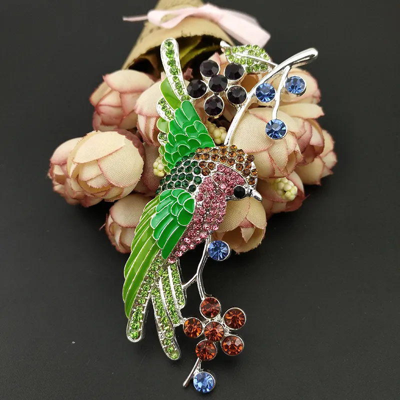 4 inch Rhinestone Crystal Animal Bird Brooch Pins Silver Plated Alloy ...
