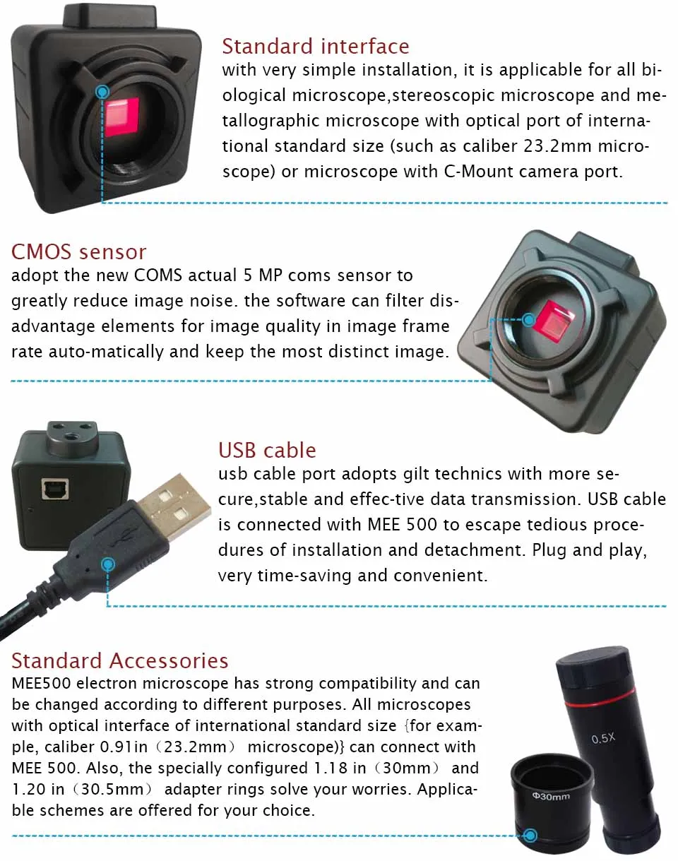 5MP Digital Eyepiece Camera For Stereo Microscope USB Video Image ...