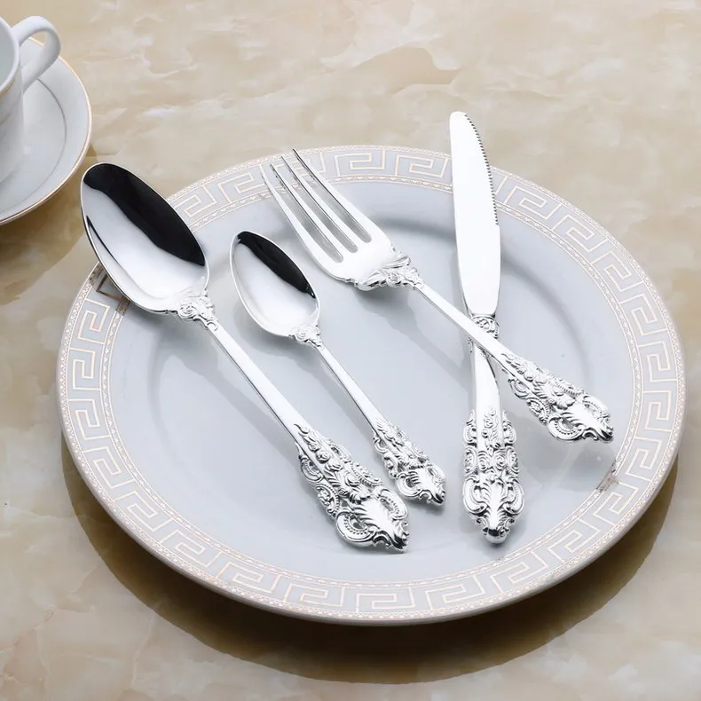 DHgate.com:Gold Plated Cutlery Set - 24-Piece Premium Silver Flatware ...