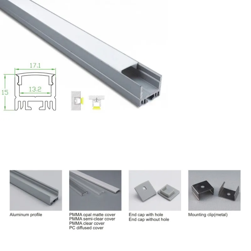 U Shape LED Aluminum Profile Kit Anodized Silver Channel Extrusion For ...