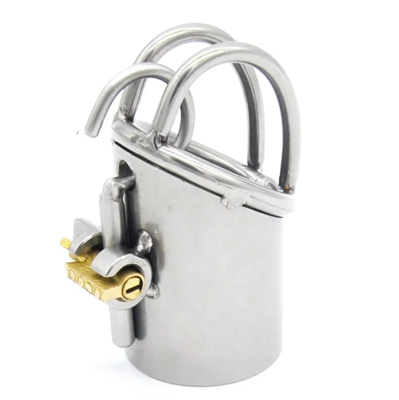 Stainless Steel PA Lock Prince Albert Piercing Male Chastity Cage Glans ...