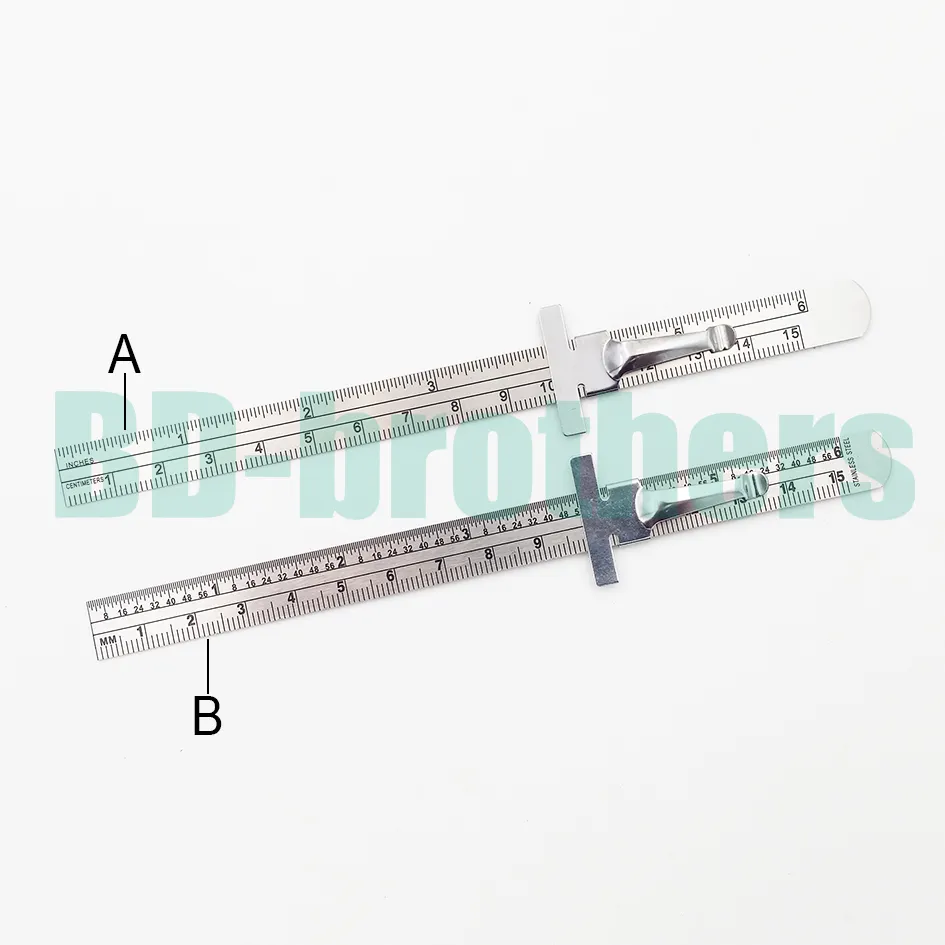 15cm Straight Metal Ruler Stainless Steel Double Sided Scale Measuring ...