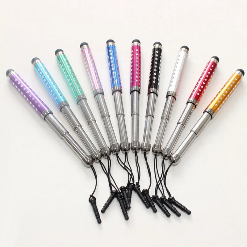 Universal Crystal Touch Pen with Earphone - Retractable Stylus for ...