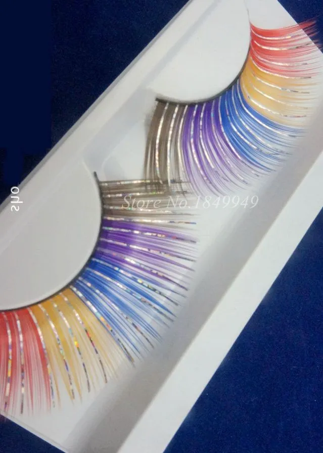 Exaggerated Color False Eyelashes Colorful Catwalk Masquerade Silver ...