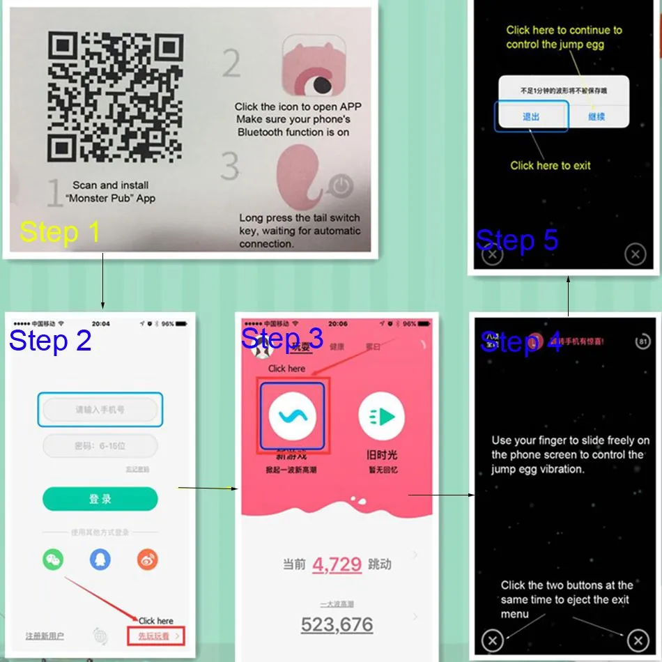 LIBO USB Rechargeable Soft Silicone Vibrating Egg Wireless APP Remote Control Bluetooth ...