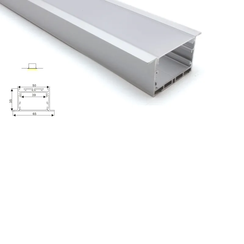 50M LED Strip Channel Kit - Flanged Aluminum Profile, Recessed Wide T ...