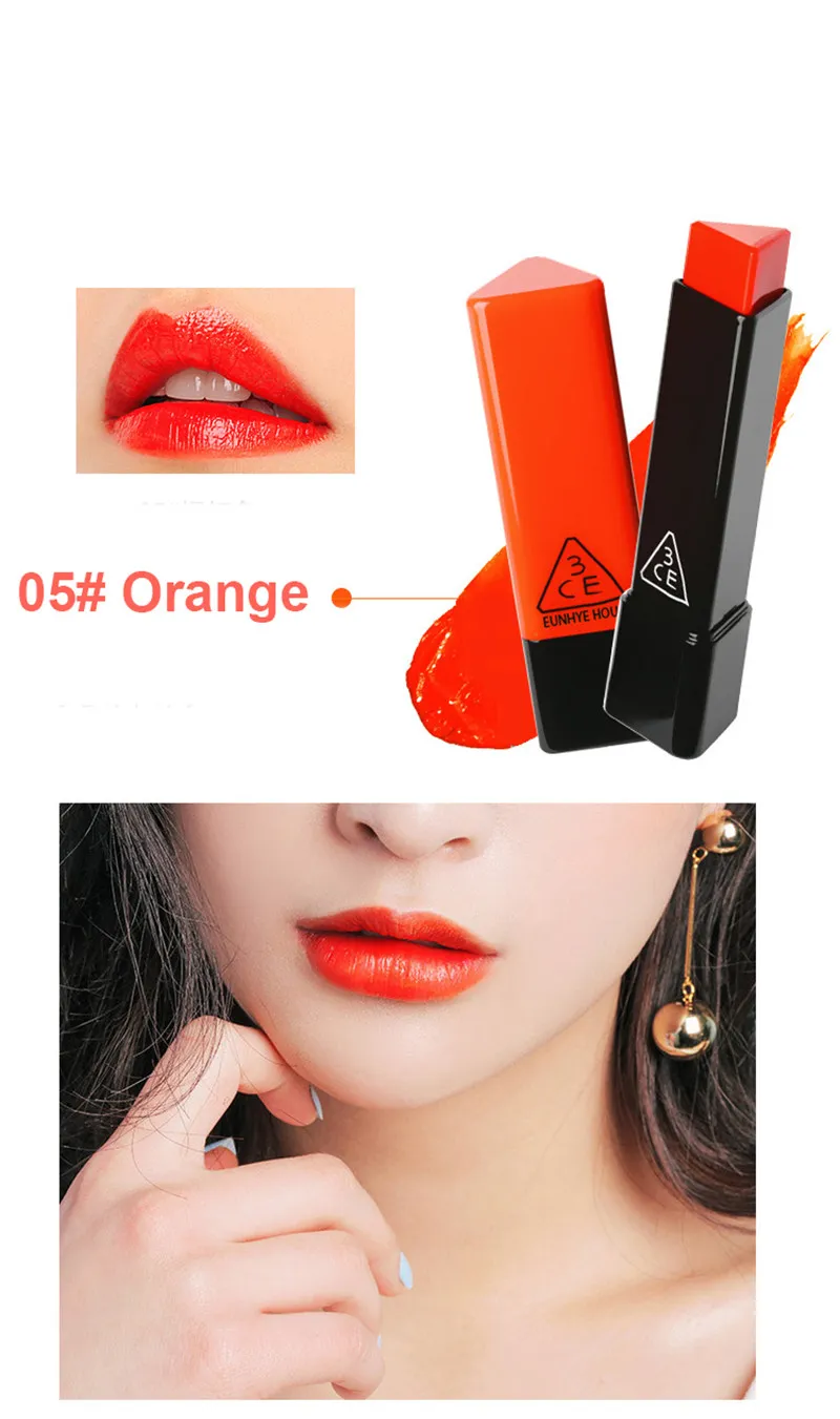 Korean Lipsticks Matte Stick Lipstick With Triangle Tip, Creamy Texture ...