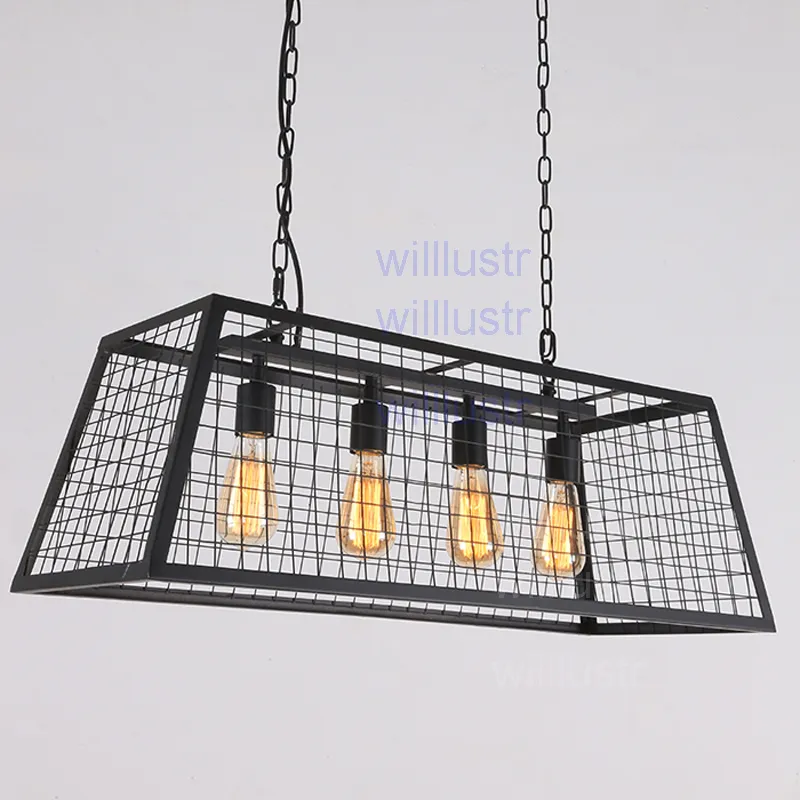 Industrial Trapezoid Iron Net Pendant Lamp Vintage Metal Hanging Light ...