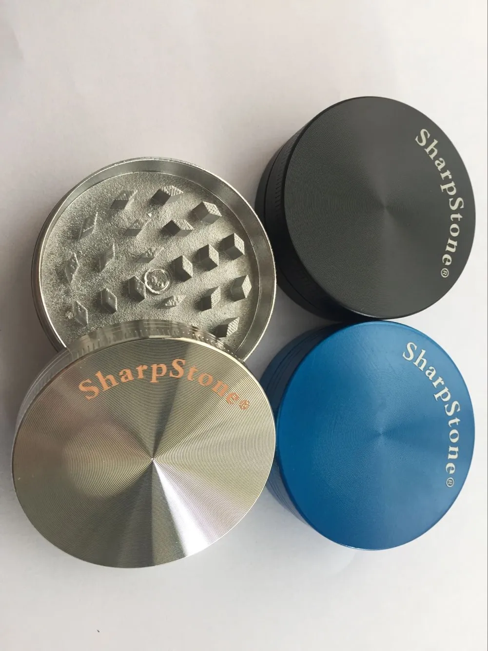 Color CNC Sharp Stone Herb Tobacco Grinder Zinc Alloy 2 Parts Hard Top ...