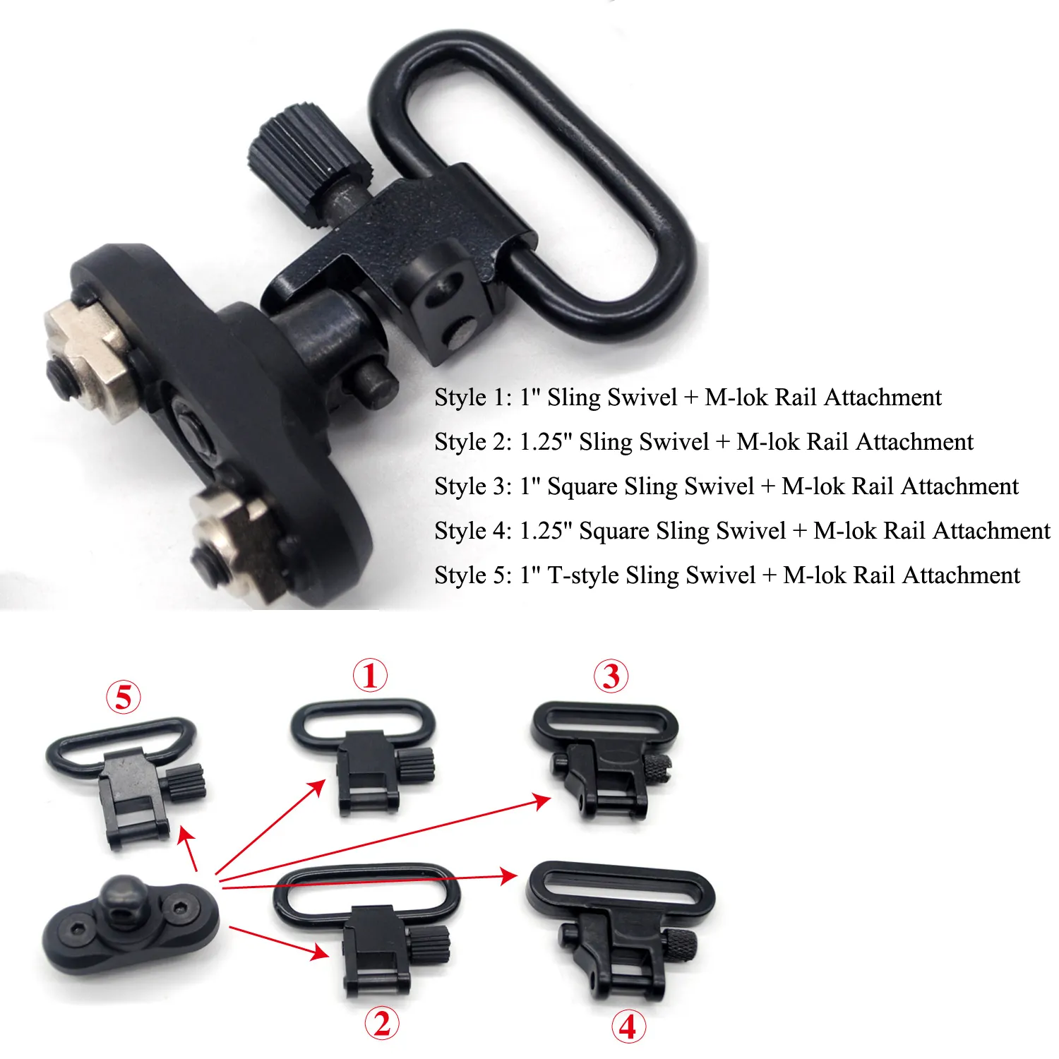 DHgate.com:M-Lok QD Sling Swivel Mount & Rail Attachment Set, Black ...