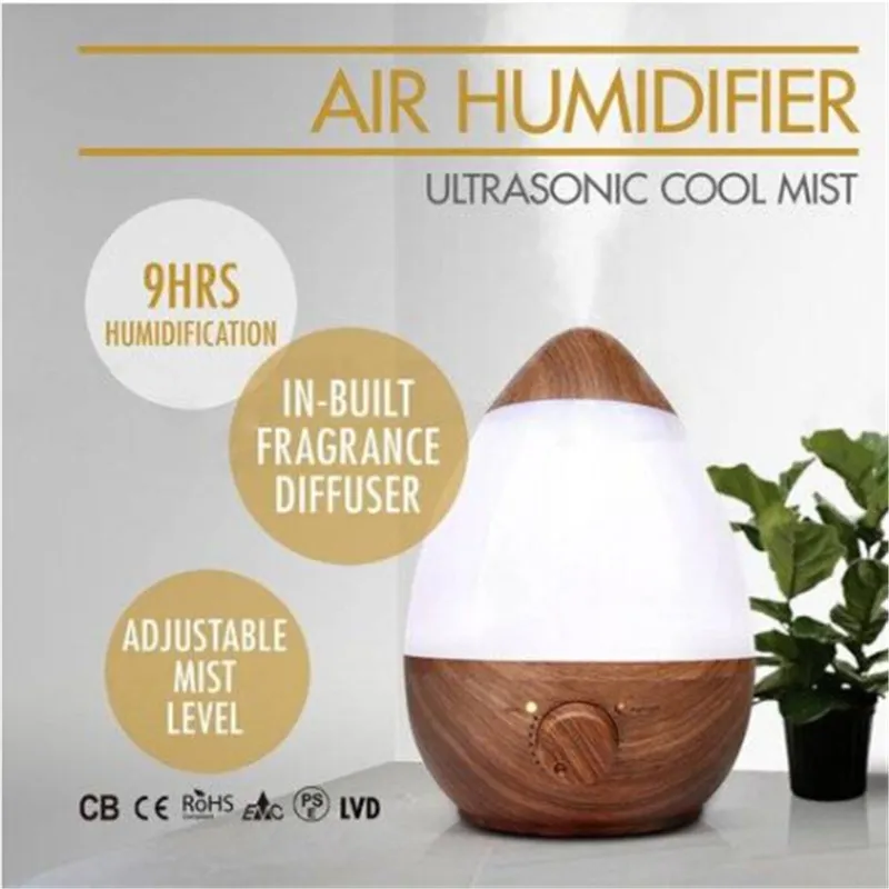 2.3L Wood Baby Room Egg Shaped Humidifier Ultrasonic Aromatherapy ...