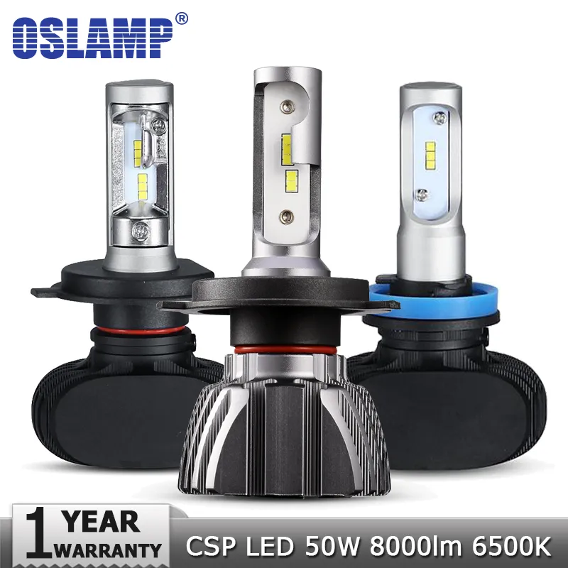 Oslamp Car LED Headlight Bulbs 50W 8000lm 6500K CSP Chips for H4 H7 H11 ...