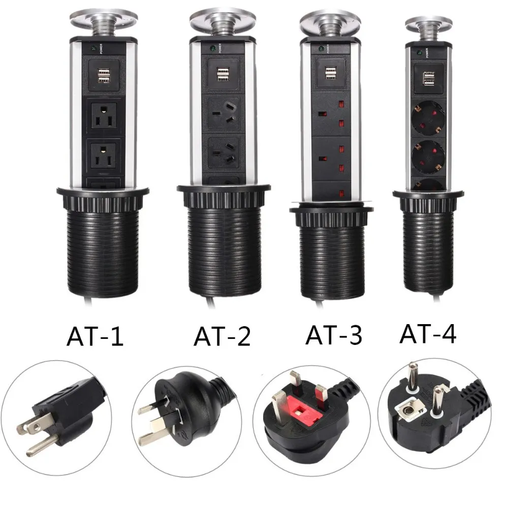 Hidden Kitchen Table Pop-Up Electrical Socket Power Outlet with 1 LED ...