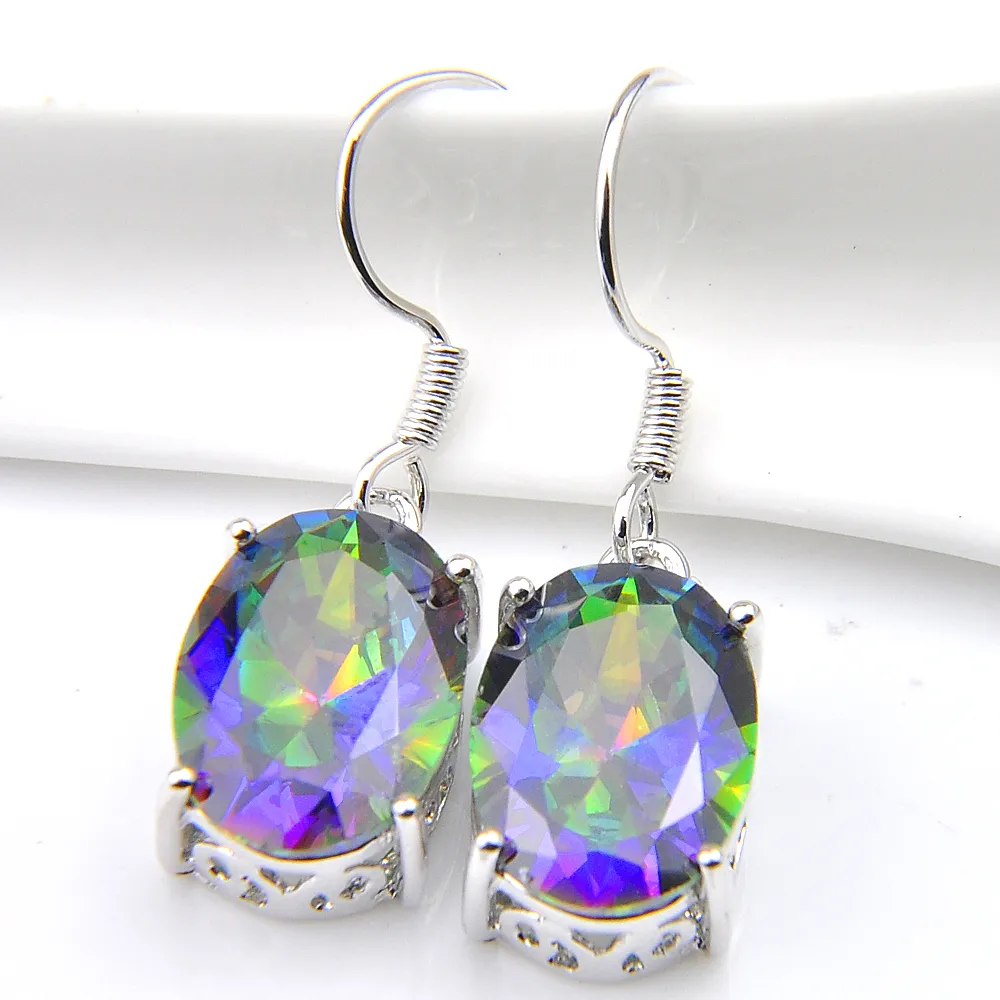 Luckyshine 925 Sterling Silver Mystic Topaz Dangle Earrings Earrings Of
