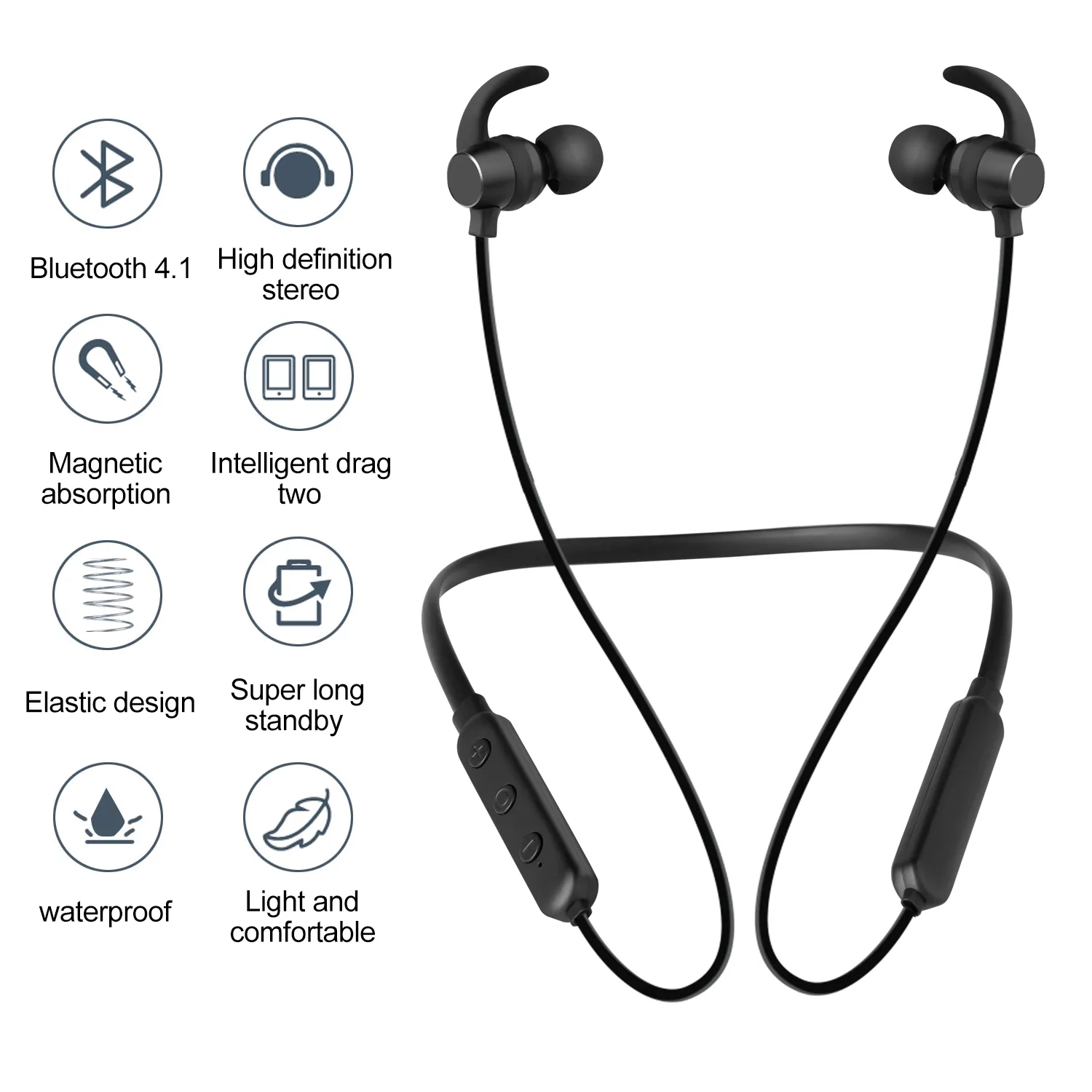 Waterproof Hands-Free Bluetooth Headset Wireless Stereo Earphone with ...