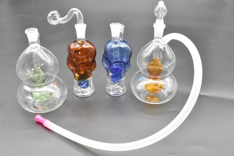 Mini Skull Gourd Glass Oil Rig Bongs Water Pipe Percolator Downstem ...