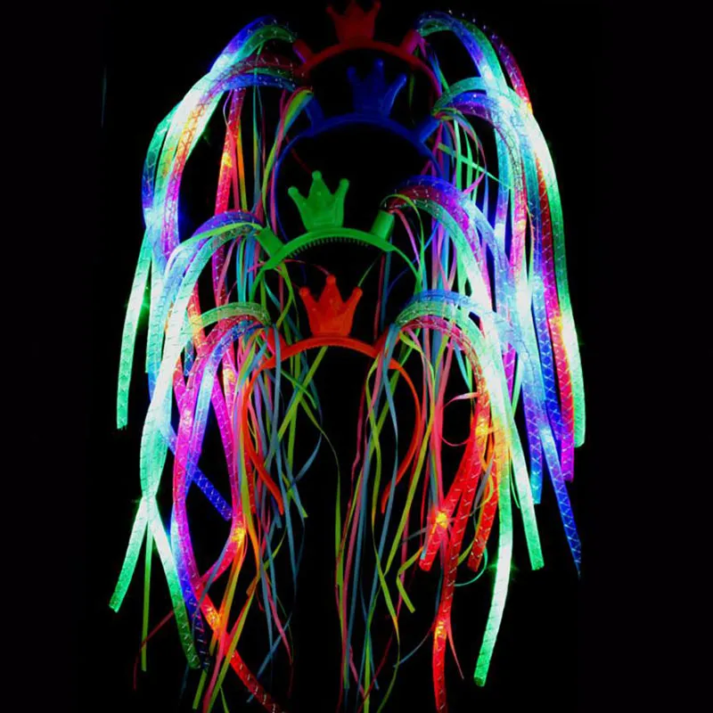 LED Noodle Rave Headbands Light Up Braids Crown Hairband For Party ...
