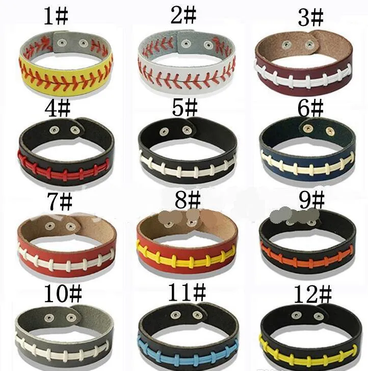 Sports Bracelets Authentic Baseball Leather Bracelet With Red Seams ...