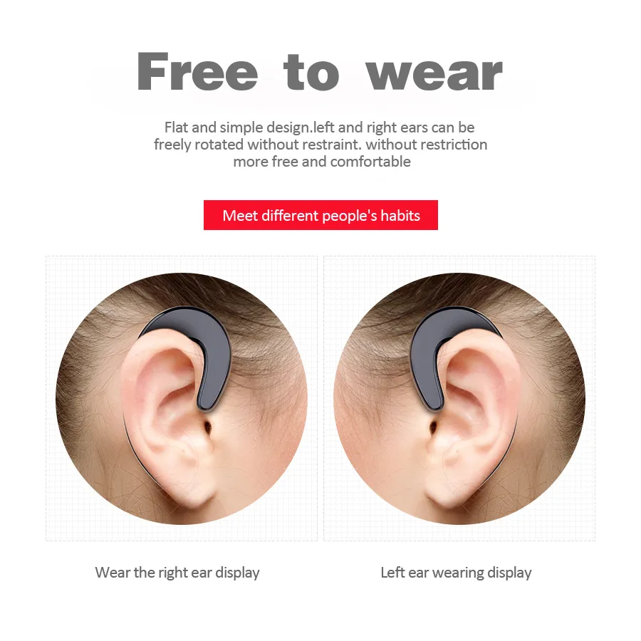 S103 Ear Hook Bluetooth Headphones Mini Invisible Bone Conduction ...