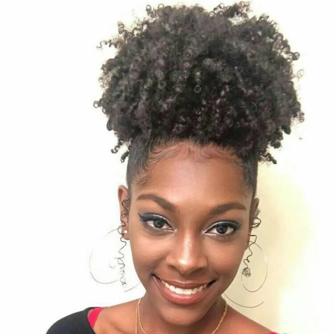 DHgate.com:100% Real Hair Ponytail Clip-In - Short Afro Kinky Curly ...