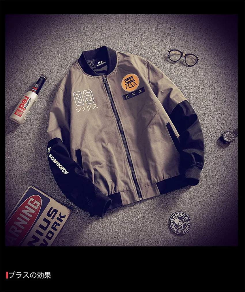 2018 Fashion Men Bomber Jacket Hip Hop Patch Designs Slim Fit Pilot ...
