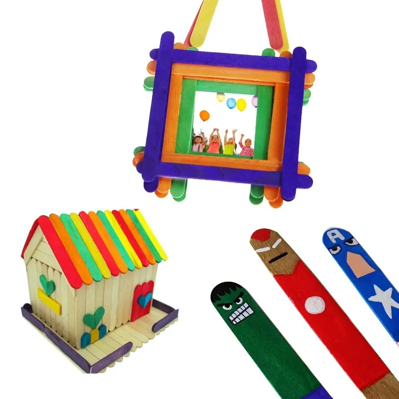 Colorful Wooden Craft Sticks Natural Wood Ice Cream Sticks For Kids DIY ...