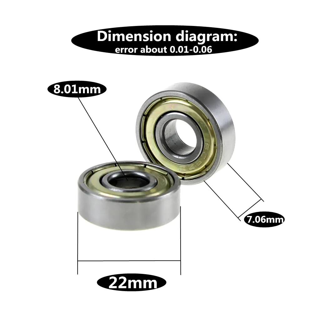 608 Bearing: Miniature High Carbon Steel 608ZZ ABEC 5 Deep Groove Ball Bearing 8x22x7mm, Double ...