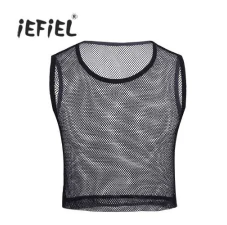 IeFiel Men's Sleeveless See-Through Mesh Fishnet Muscle Slim Fit Short ...