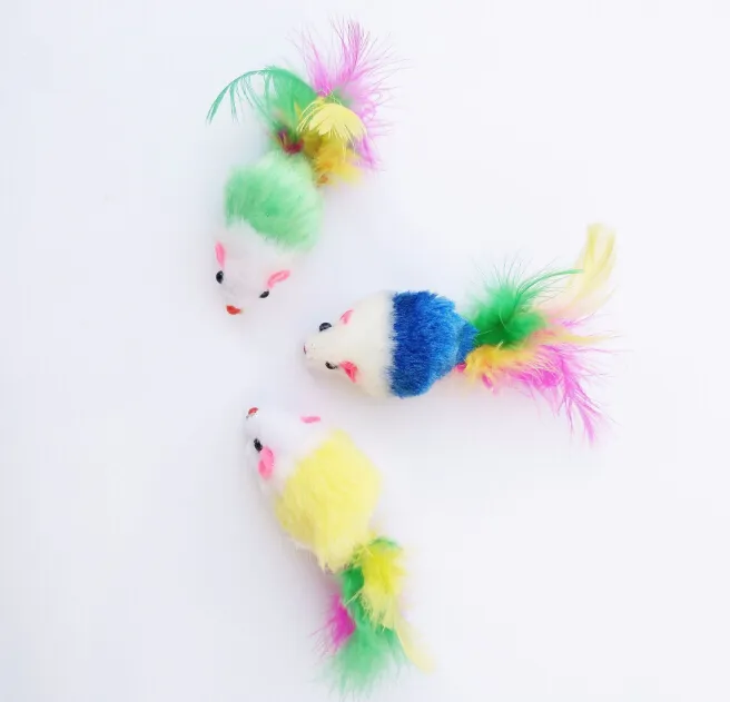 Cat Toy Feathers Mouse On A String Cat Toy Small Feather Mouse Toy For ...