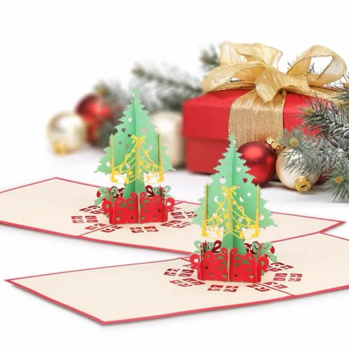 3D Christmas Tree Pop Up Card, Laser Cut Folding Type Greeting Card for ...