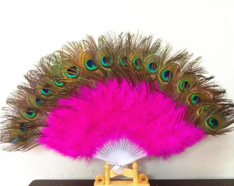 Nice Feather Fan For Dance Props Hand Craft Goose Feather Folding Fan ...