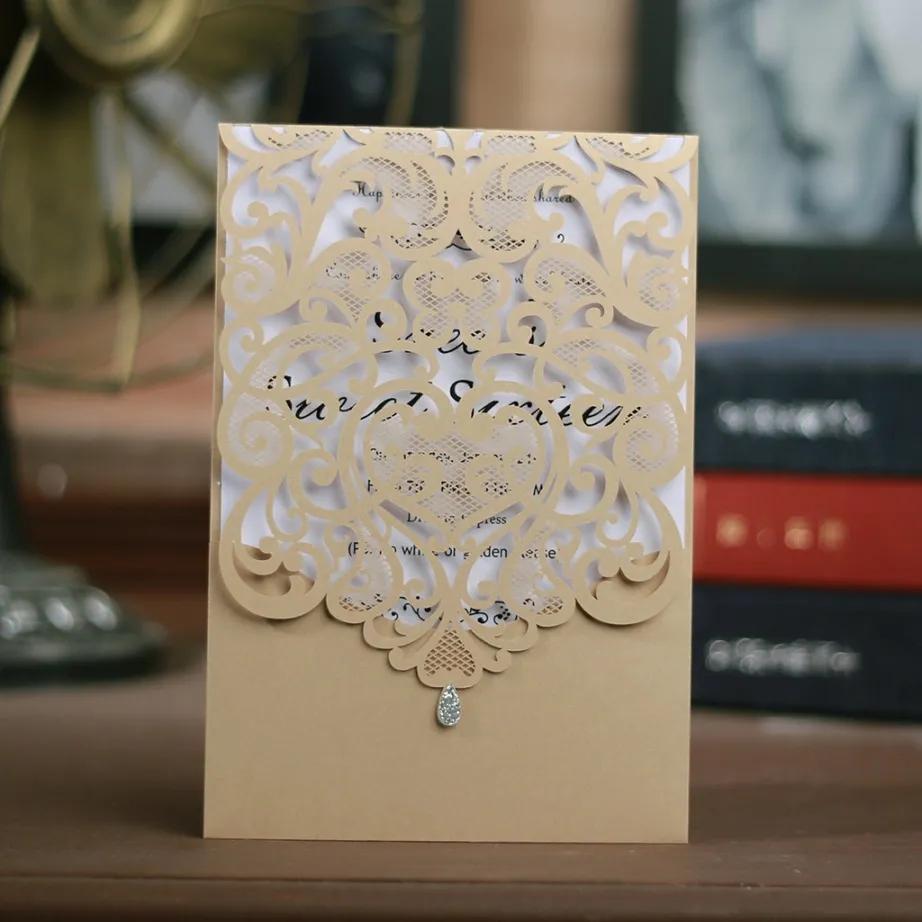 Custom Hollow Wedding Invitations with Beads - Laser Cut in from Dhgate ...