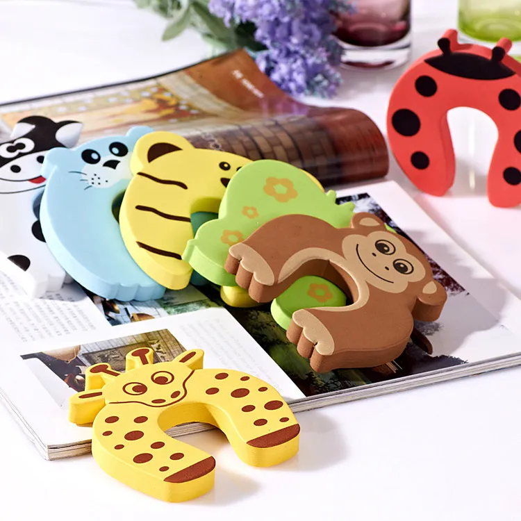 Baby Animal Cartoon Door Stopper | Soft Foam Finger Pinch Guard | Fun ...