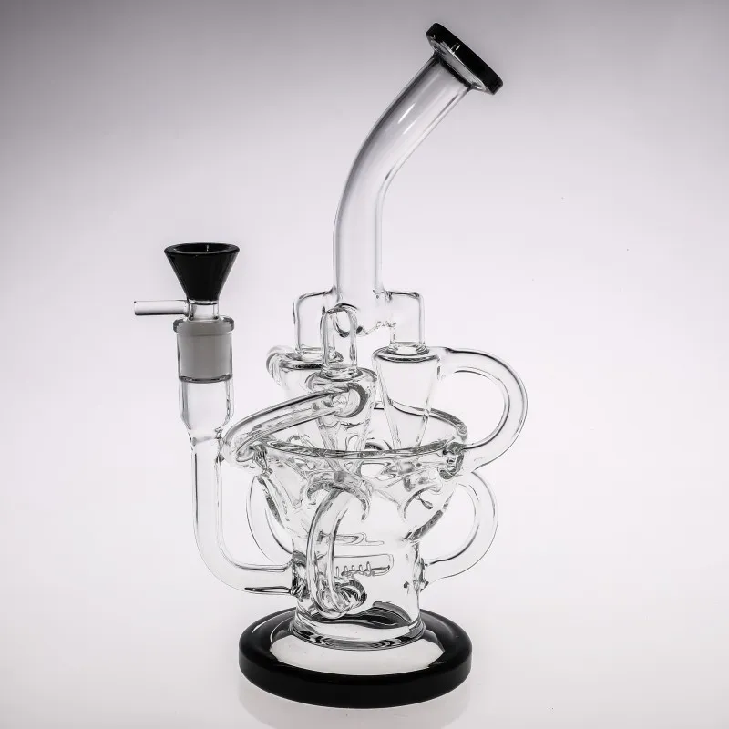 Wholesale Pre Sale 26cm Black Glass Bong With Triple Funnel Chambers ...