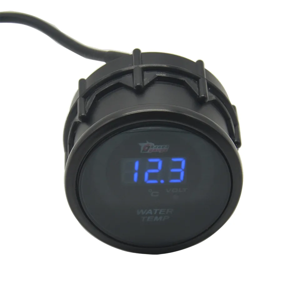 Black Shell Dragon Temp And Voltage Gauge 52mm Display Water Temp Volt ...