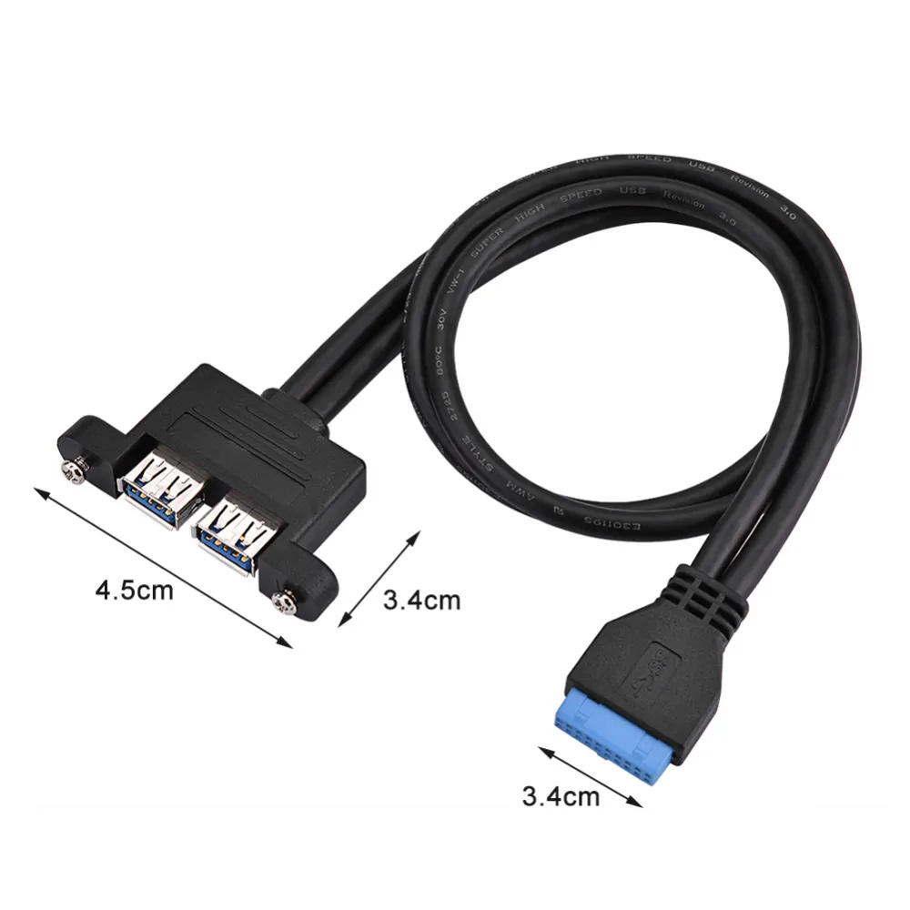 Dual Port USB 3.0 Panel Mount Cable Front Panel To 20 Pin Motherboard ...