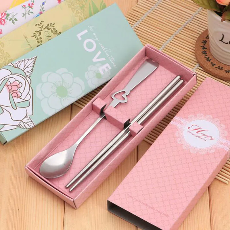 Love Heart Dinnerware Sets Wedding Favor Party Gift Stainless Steel ...