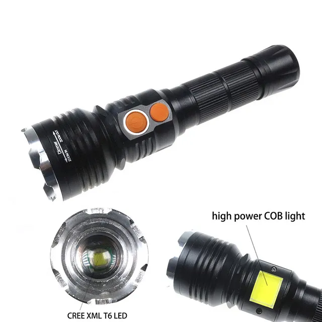 Powerful COB LED Flashlight Magnetic, Rechargeable, 4 Modes, 6000 ...