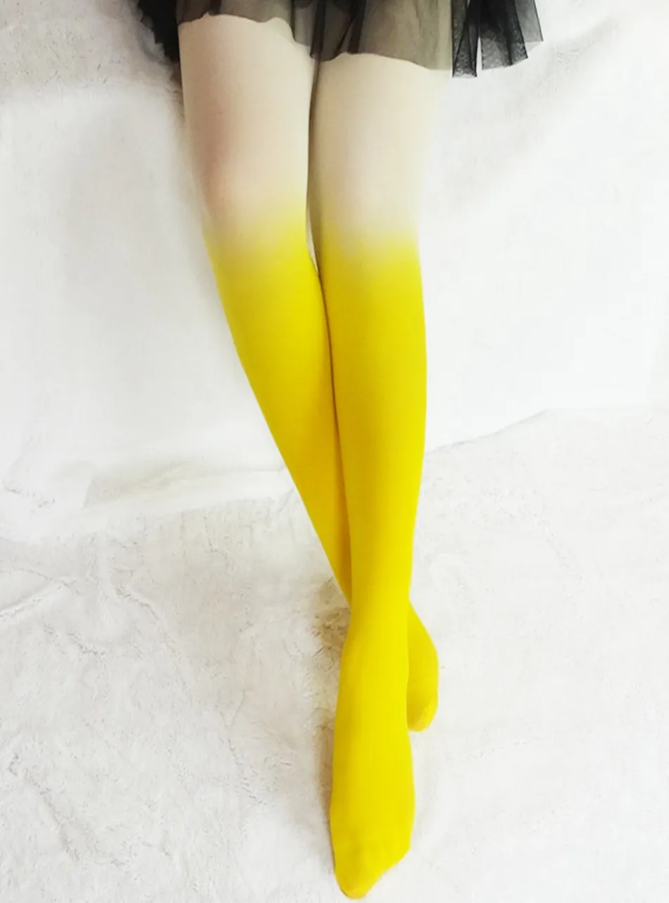 Women 120d Velvet Tights Candy Color Gradient Opaque Seamless Stockings
