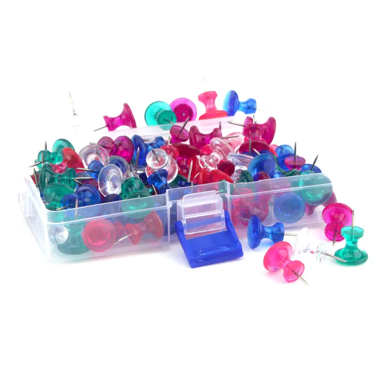 Wholesale Jumbo Push Pins 100 Count, Colorful Clear Thumb Tacks 11mm ...