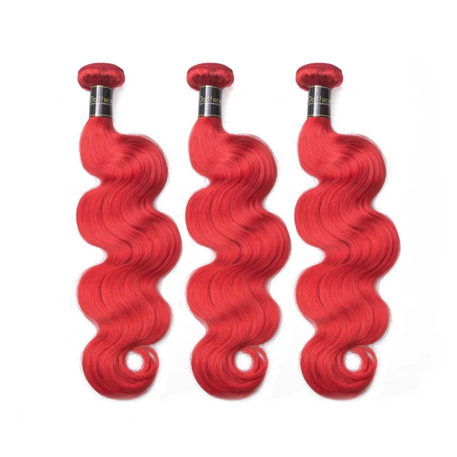 Red Body Wave Virgin Malaysian Body Wave Hair Extensions Pure Color ...