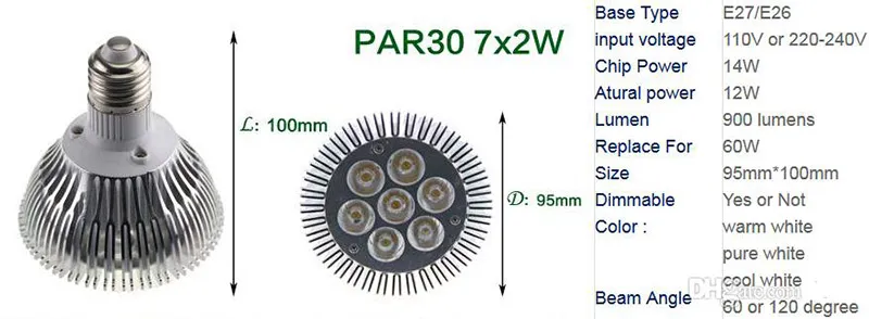 Par38 Par30 Par20 LED Bulbs Dimmable 9W To 30W E27 PAR20 38 LED Lamp ...