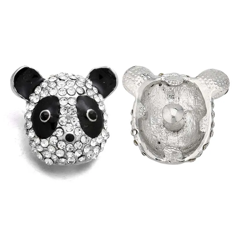 Panda Snap Button Charm - 3D Rhinestone 25mm, Metal Fastener for ...