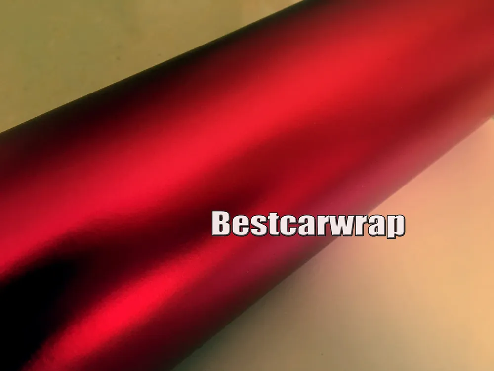 Dark Red Satin Chrome Vinyl Car Wrap Film: Air Release, Stretchable ...