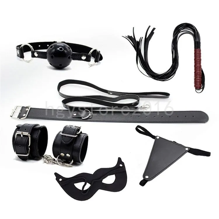 Black Bed Bindings Restraint Kit With Collar Cuffs, Whip, And Bondage ...