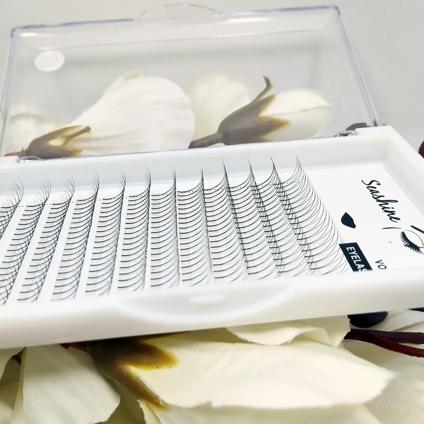 2D Premade Volume Fans Lashes Black Long Stem Mink Eyelash Extensions ...