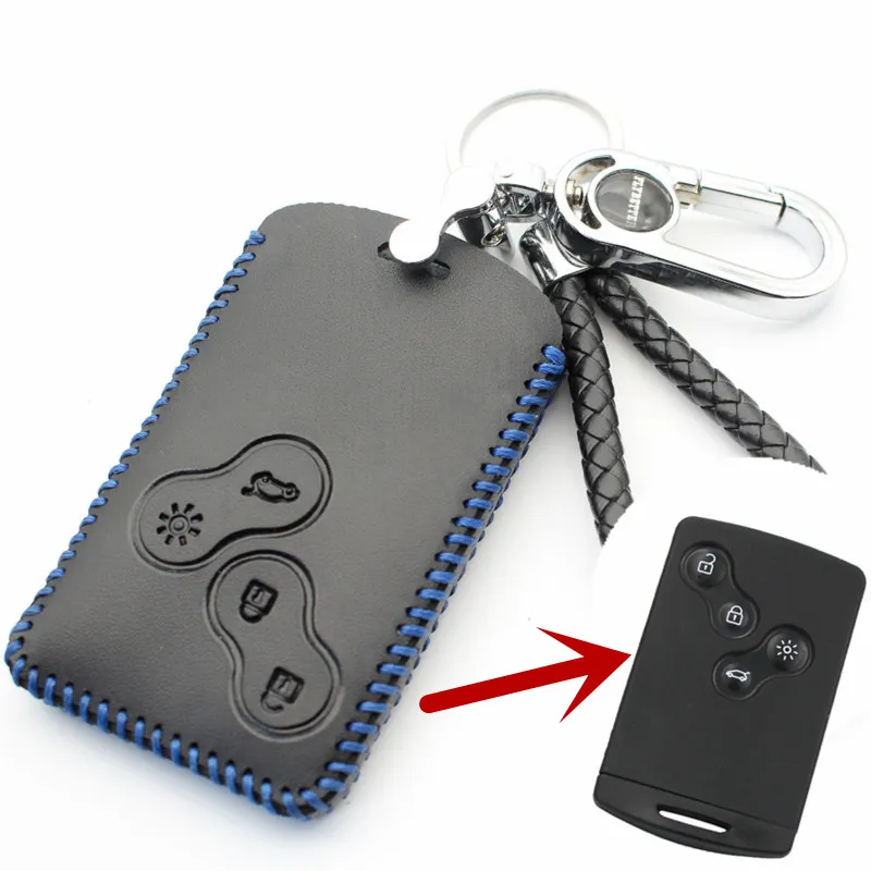 Lederschlusselkofferabdeckung fur Renault Clio Scenic Megane Duster Sandero 2024 Modelle 4 Knopfe schwarz
