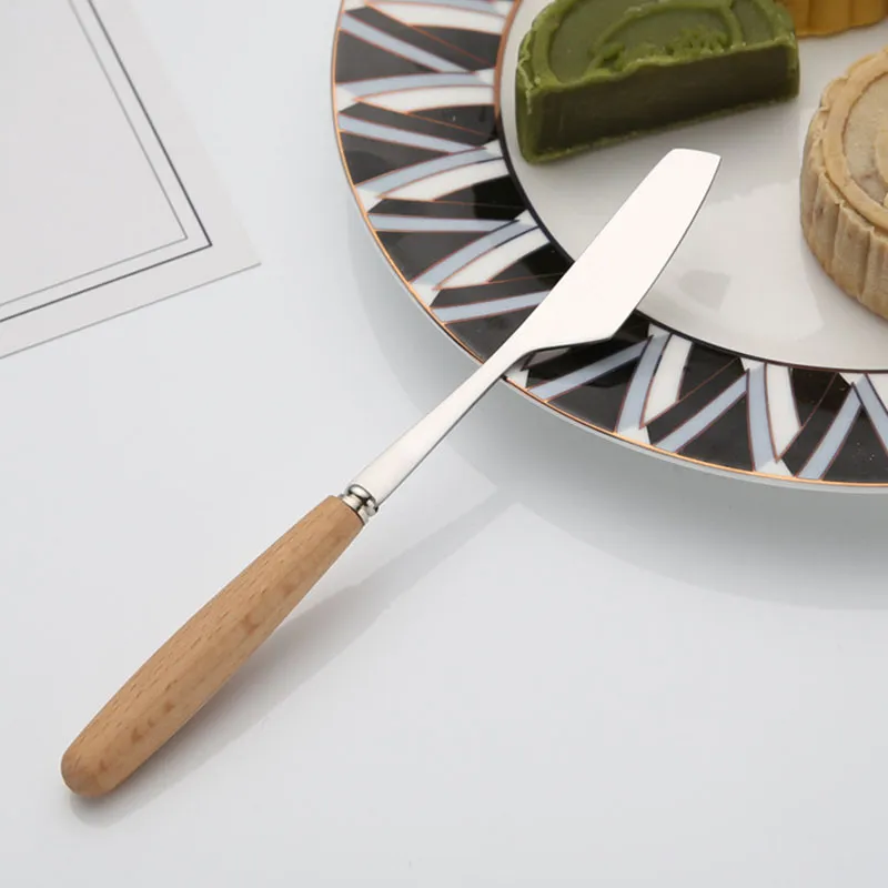 Japanese Wood Handle Butter Knife - Stainless Steel Cheese Fondue ...