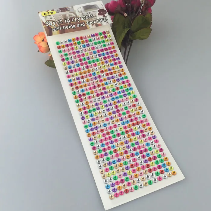 5 Pack 4mm Acrylic Rhinestone Stickers Stickers For DIY Strass Stone ...